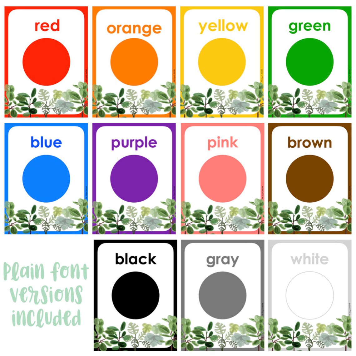 Plant Theme Classroom Color Posters Botanical Classroom Decor - Etsy