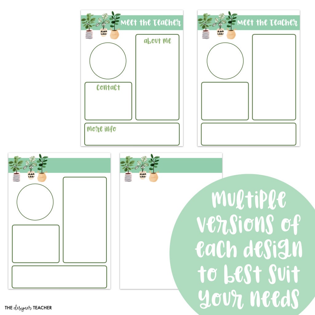 Plant Theme Editable Meet the Teacher Template for Back to School ...