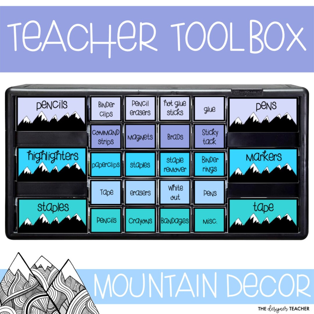 Editable Teacher Toolbox Labels With Mountain Theme - Etsy