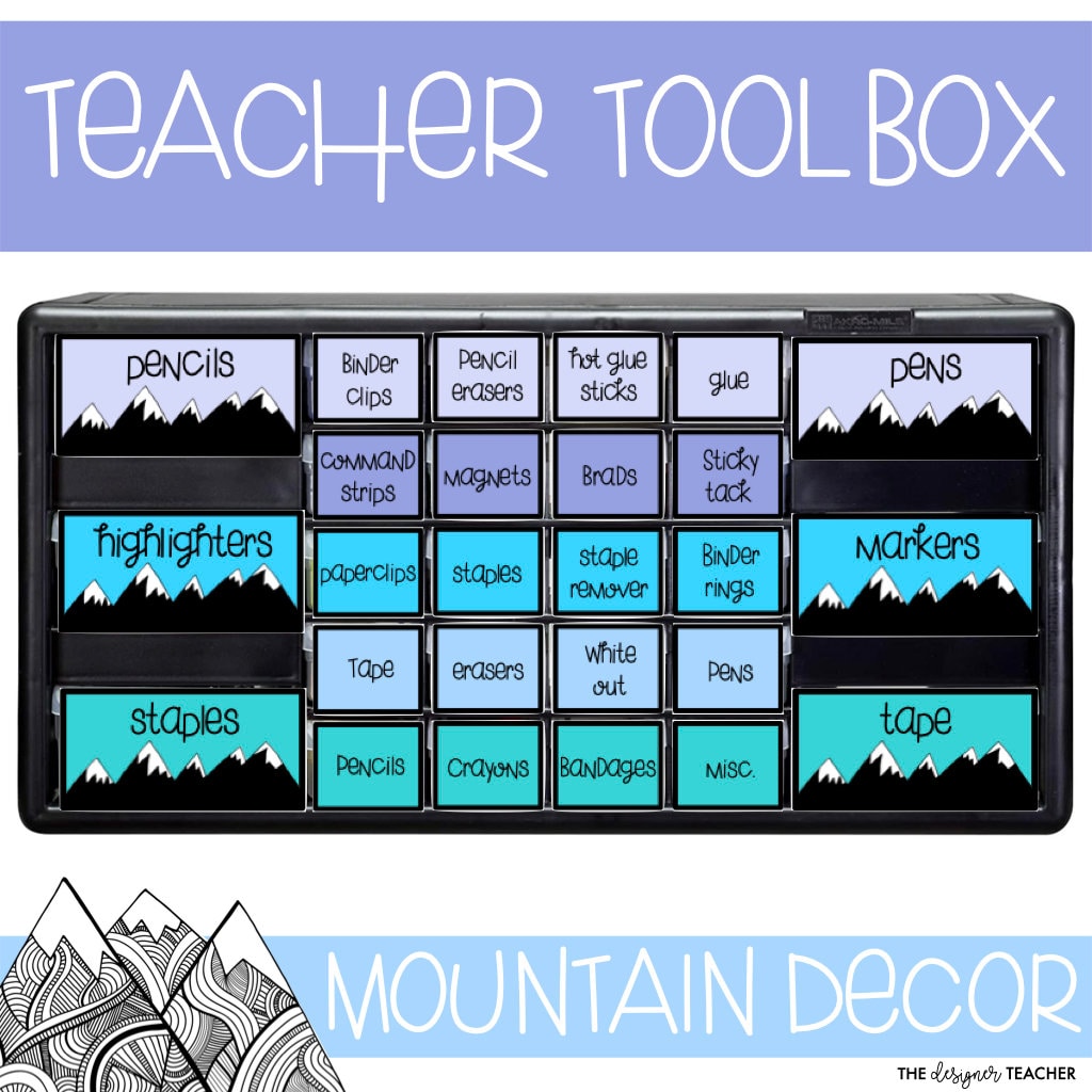 Editable Teacher Toolbox Labels With Mountain Theme - Etsy