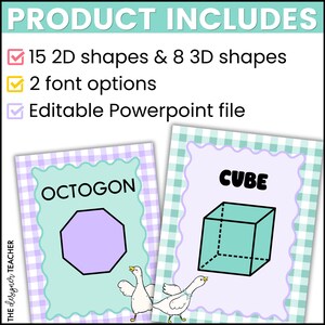 Silly Goose Classroom 2D 3D Printable Shapes Posters | Gingham ...