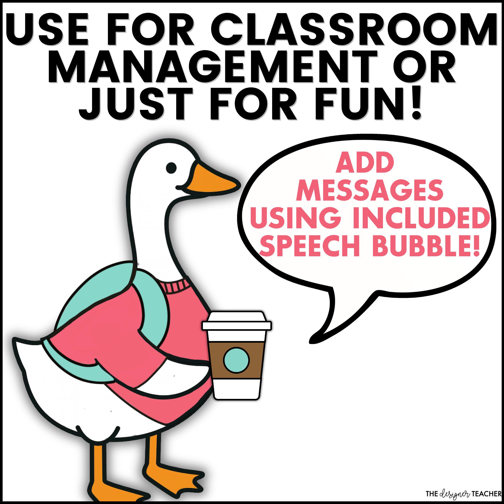 Printable Back to School Classroom Silly Porch Goose Pet: Class Mascot ...