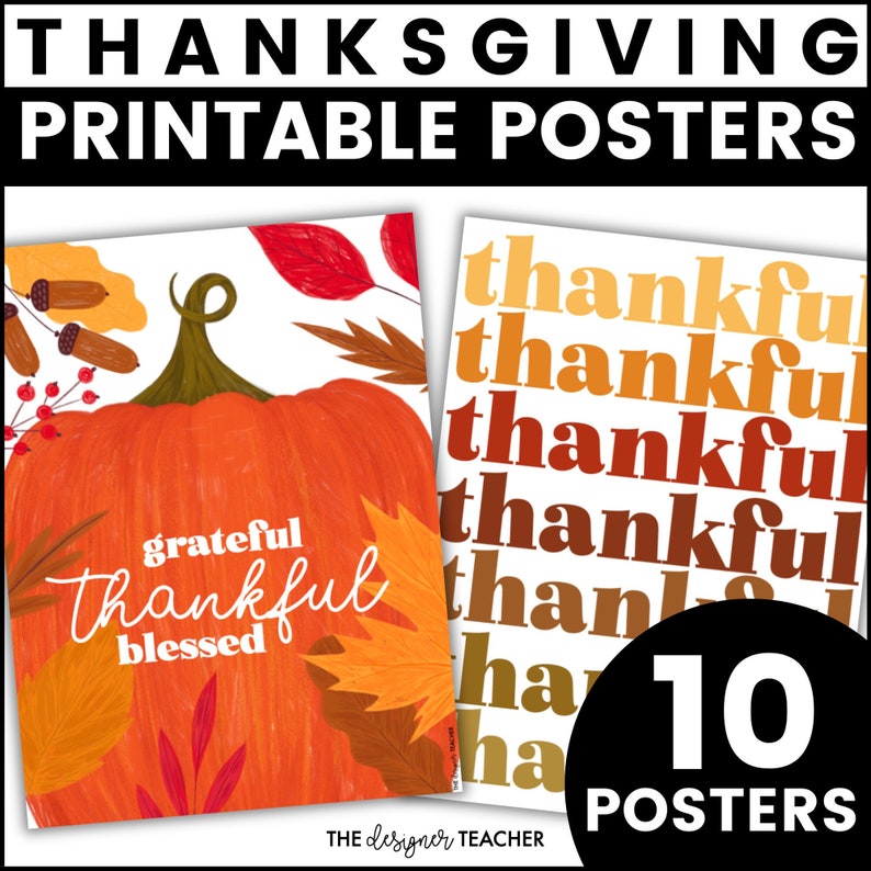 Thanksgiving Printable Posters Signs Art Prints, Fall Autumn Gratitude ...