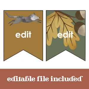 Editable Letter Banner Pennants With Boho Watercolor Woodland Theme - Etsy