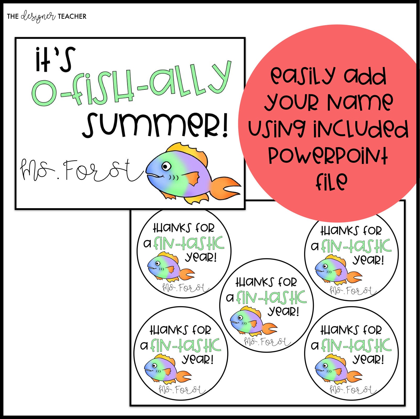 It's O-fish-ally Summer Fish End of the Year Gift Tags & Cards for ...