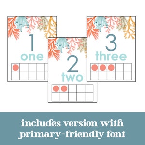 Number Posters 1-20 With Ten Frames in Ocean Theme Under the Sea - Etsy