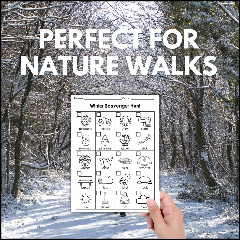 Winter Scavenger Hunt Nature Walk Indoor Outdooractivity - Etsy