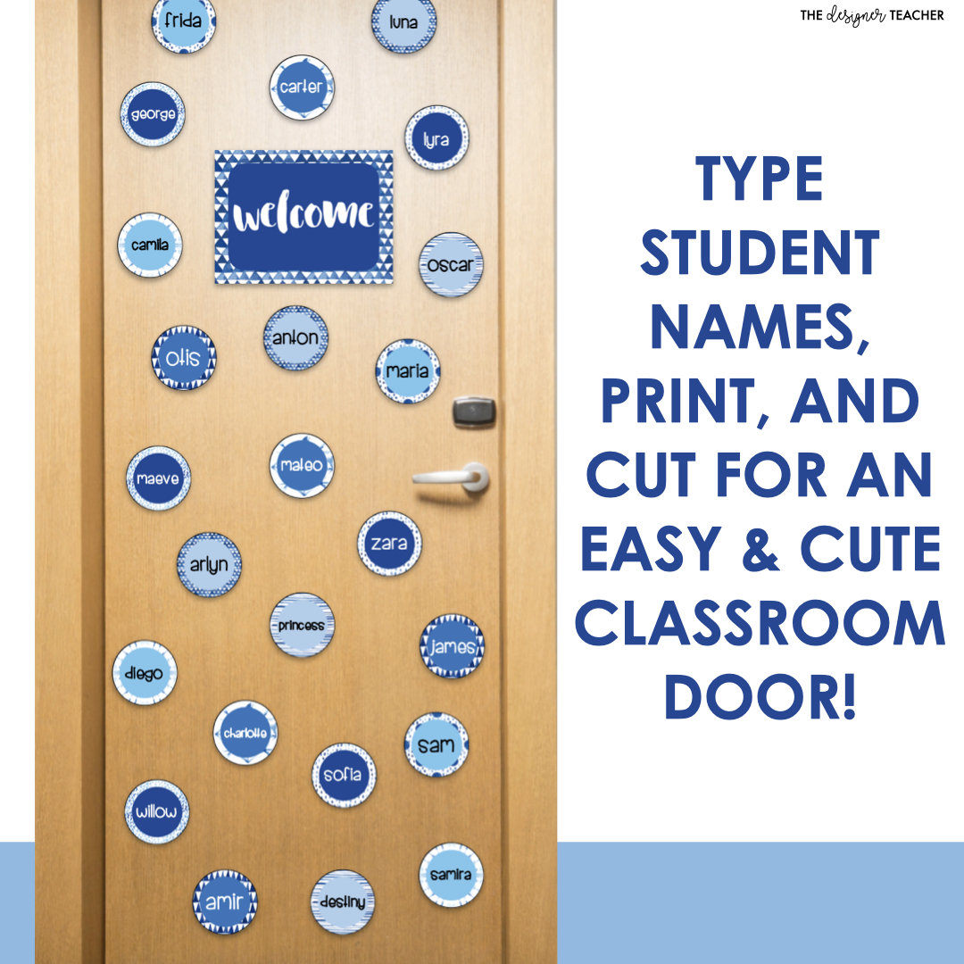 Blue Watercolor Door Decor and Bulletin Board Calming Classroom Decor ...