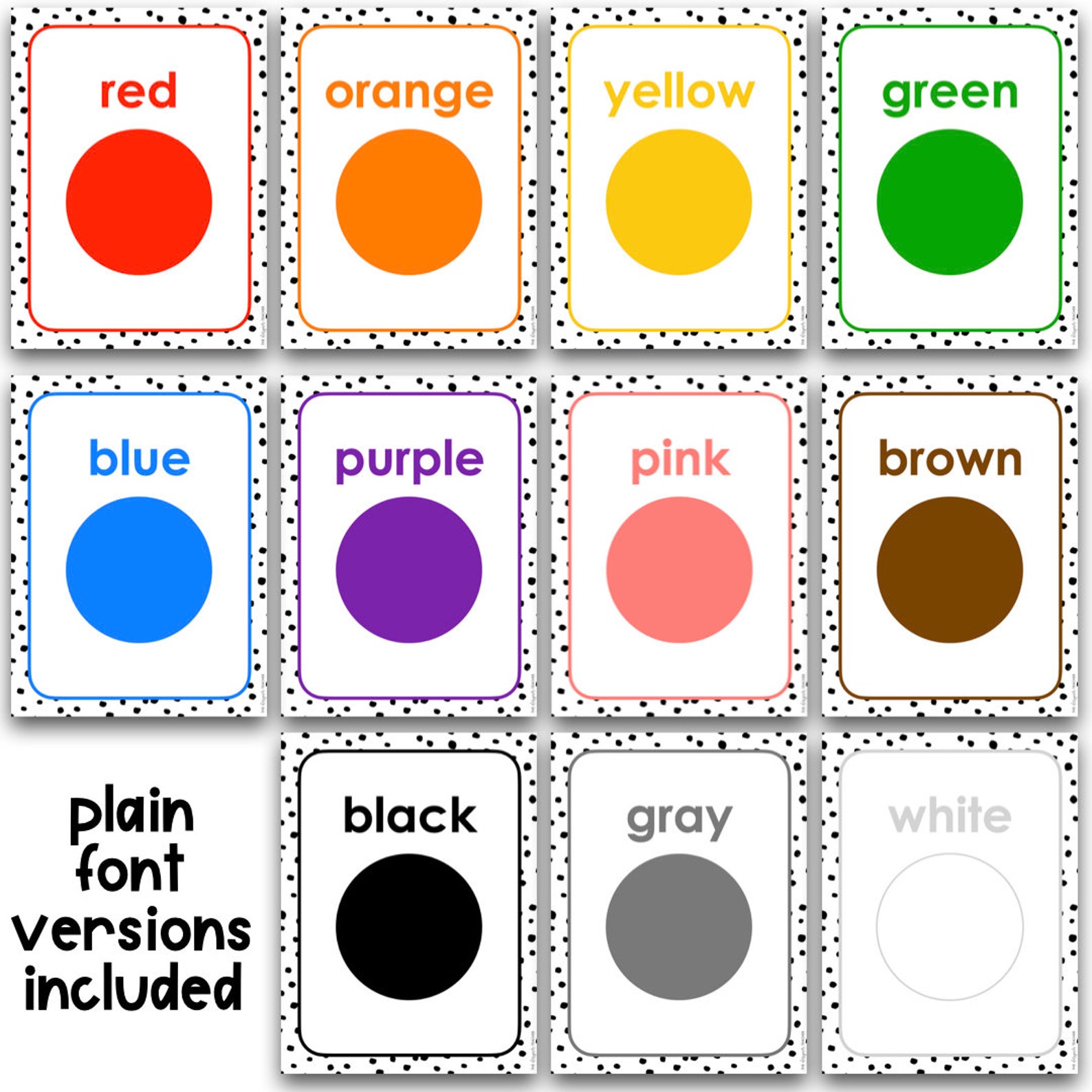Editable Classroom Color Posters With Black & White Boho Dalmatian Dots ...