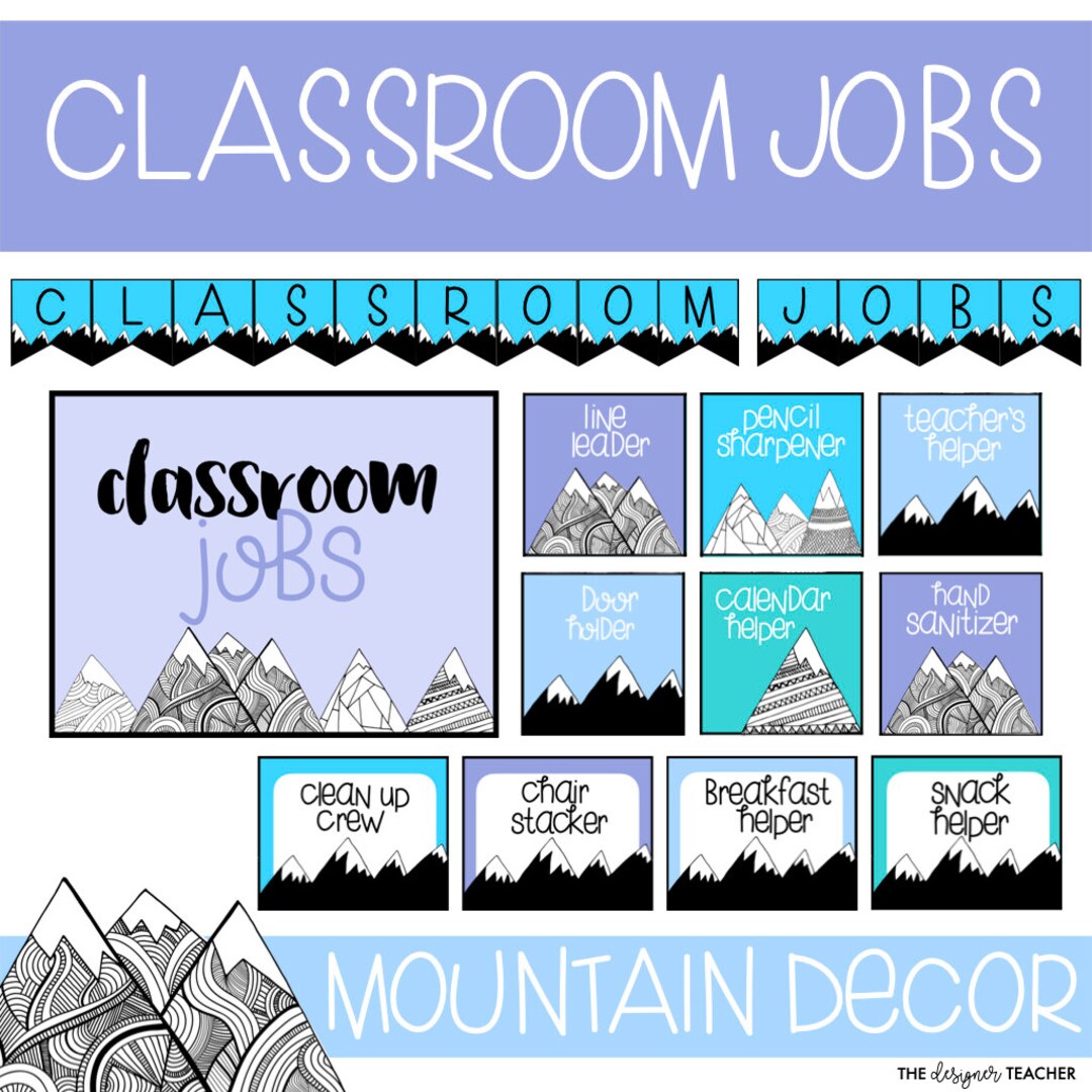 Editable Classroom Jobs Chart and Bulletin Board Display Mountain ...