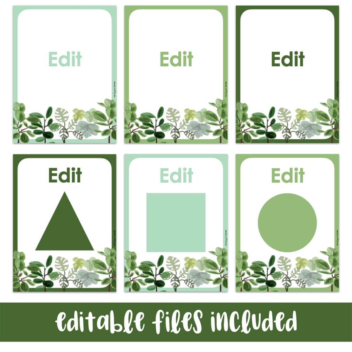 Plant Theme Classroom 2D and 2D Shape Posters Botanical Classroom Decor ...