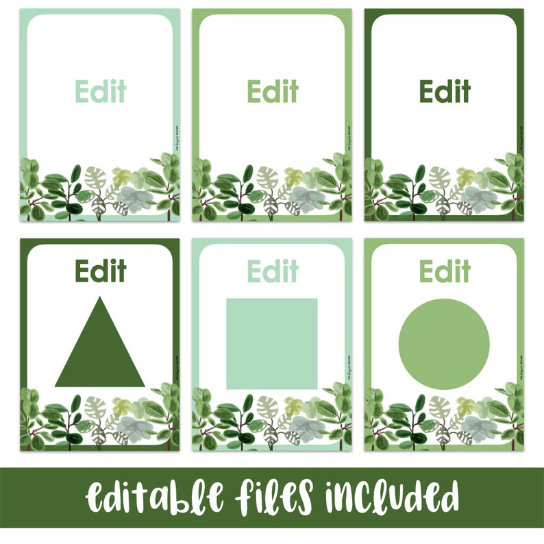 Plant Theme Classroom 2D and 2D Shape Posters Botanical Classroom Decor ...