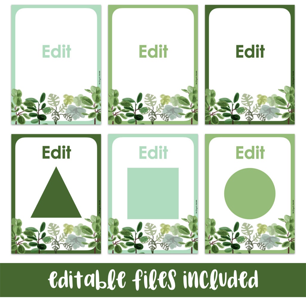 Plant Theme Classroom 2D and 2D Shape Posters Botanical Classroom Decor ...