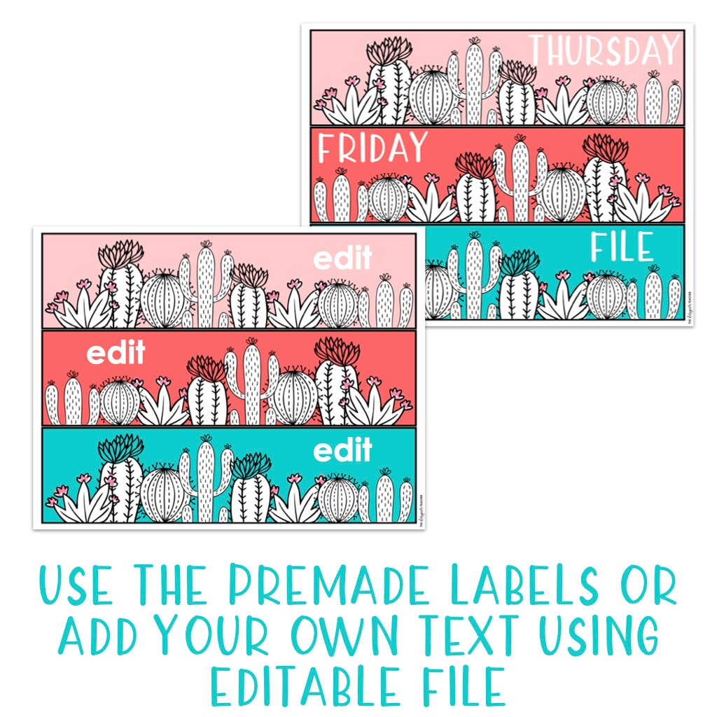 Cactus Theme Editable Rolling Cart Labels for 10 and 12 Drawer Carts - Etsy
