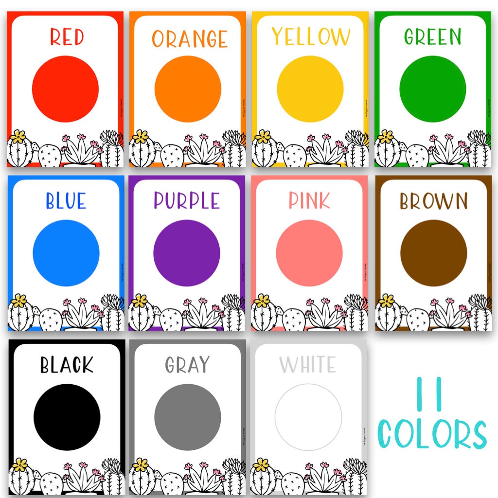 Cactus Theme Classroom Colors Posters - Etsy