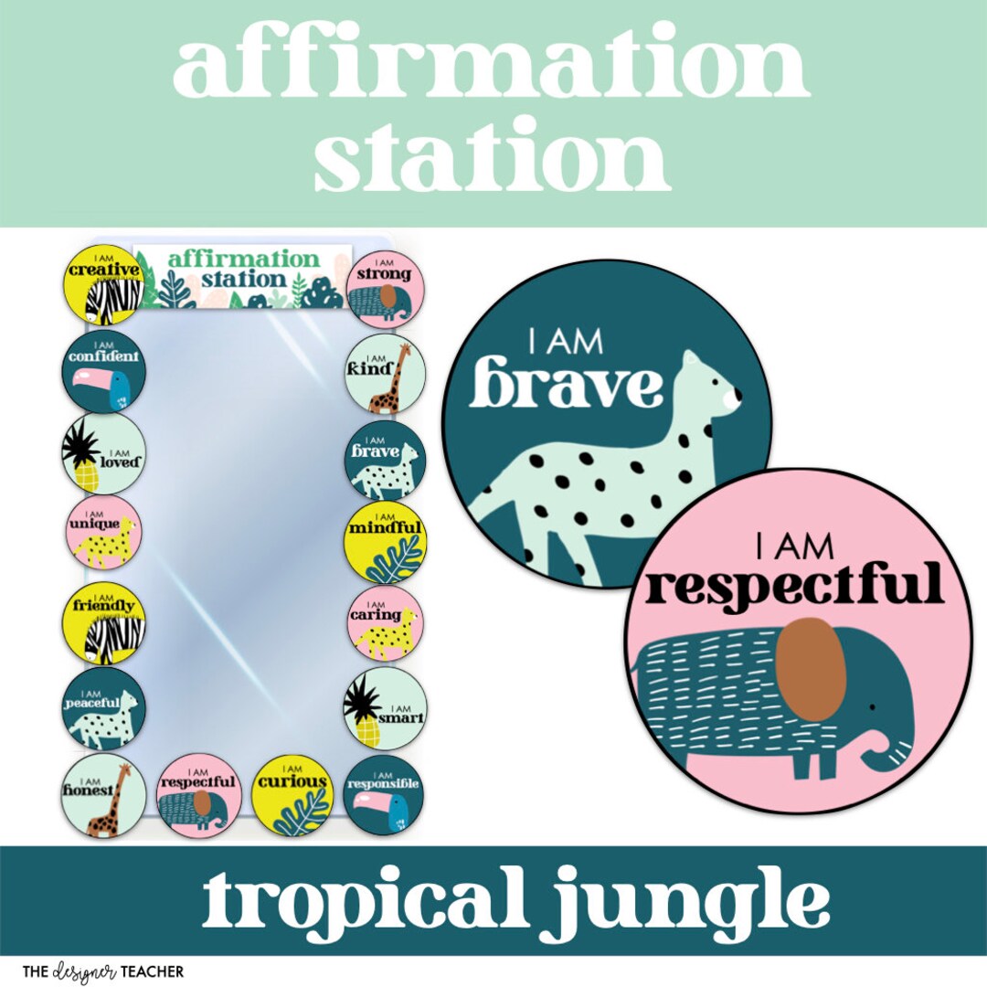 Tropical Jungle Affirmation Station Mirror Display Classroom Decor - Etsy