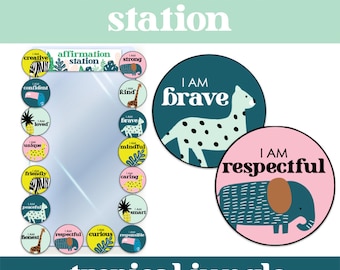 Positive Affirmation Station Cards Display Tropical Classroom Decor ...