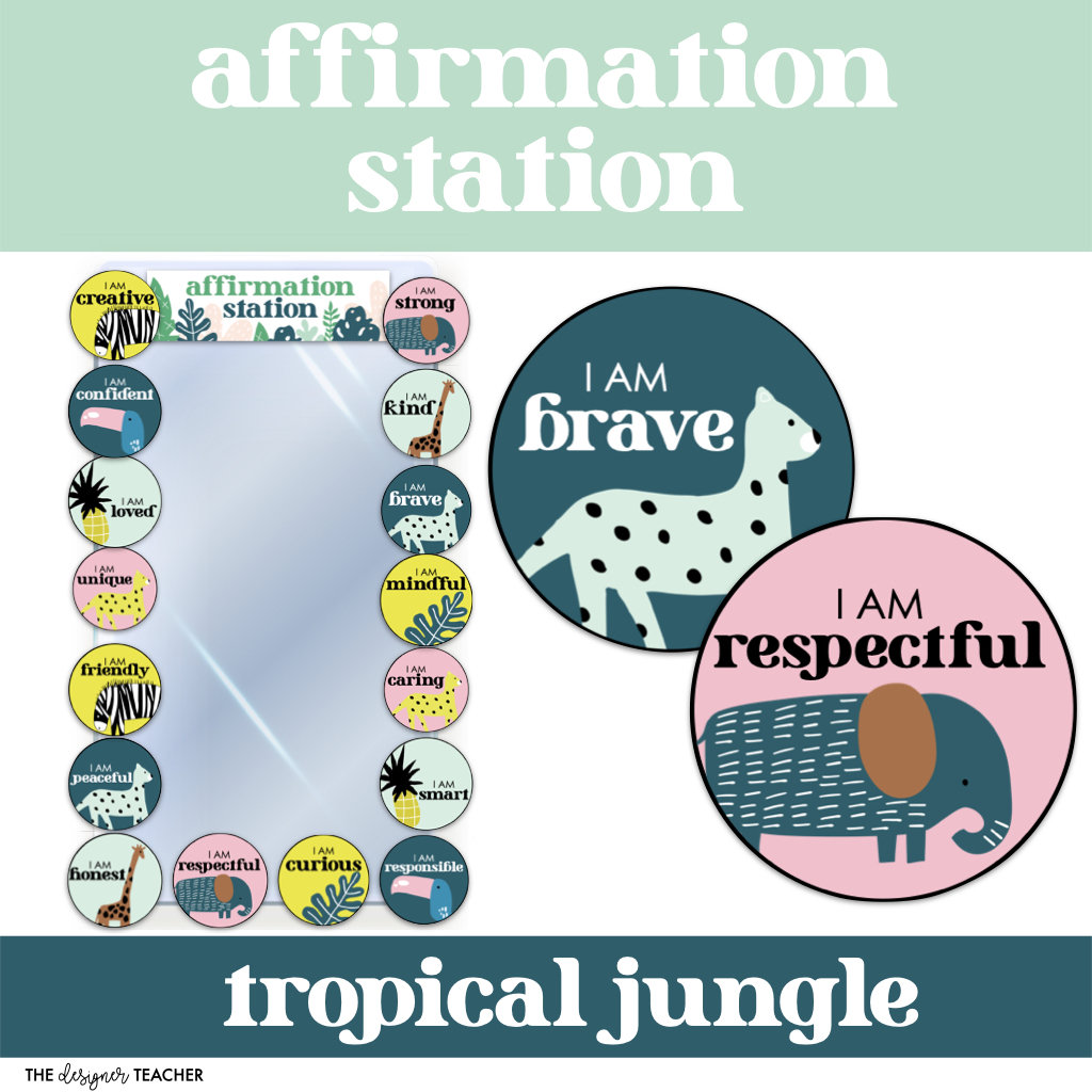Tropical Jungle Affirmation Station Mirror Display Classroom Decor - Etsy