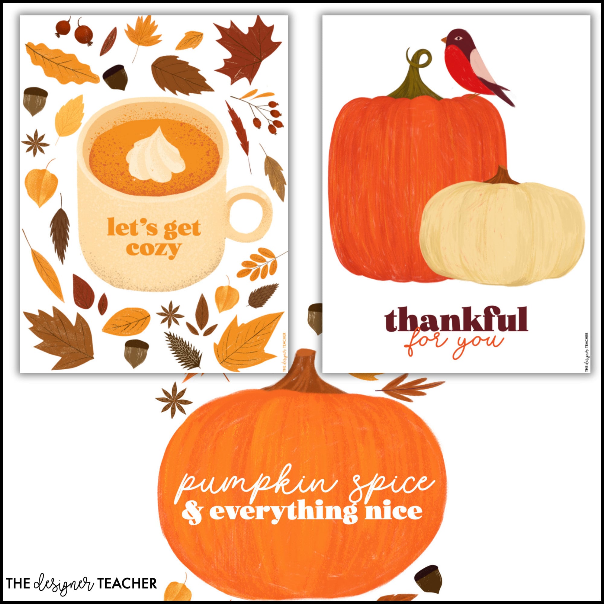 Thanksgiving Printable Posters Signs Art Prints, Fall Autumn Gratitude ...