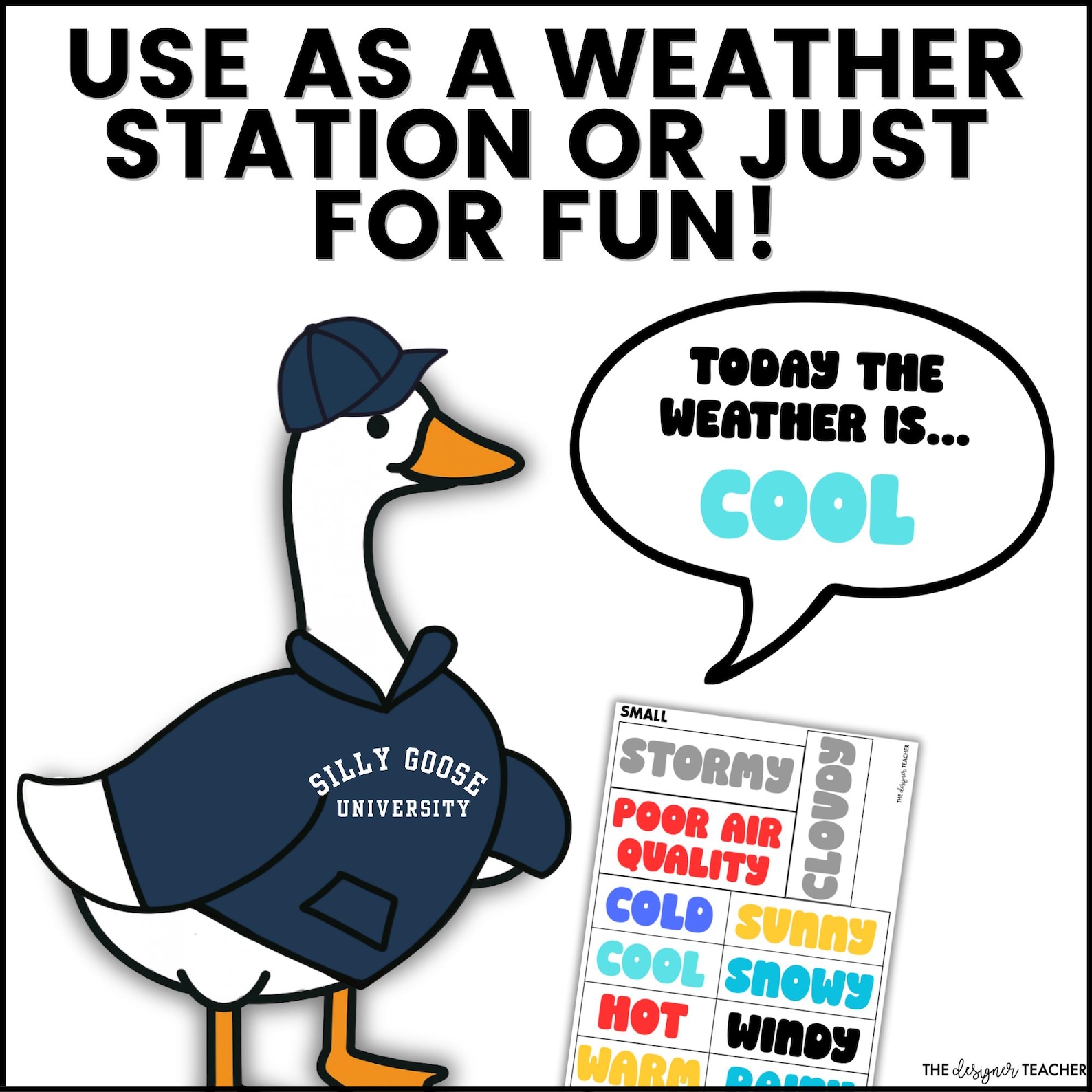Printable Classroom Weather Goose: Silly Porch Class Dress up Pet ...