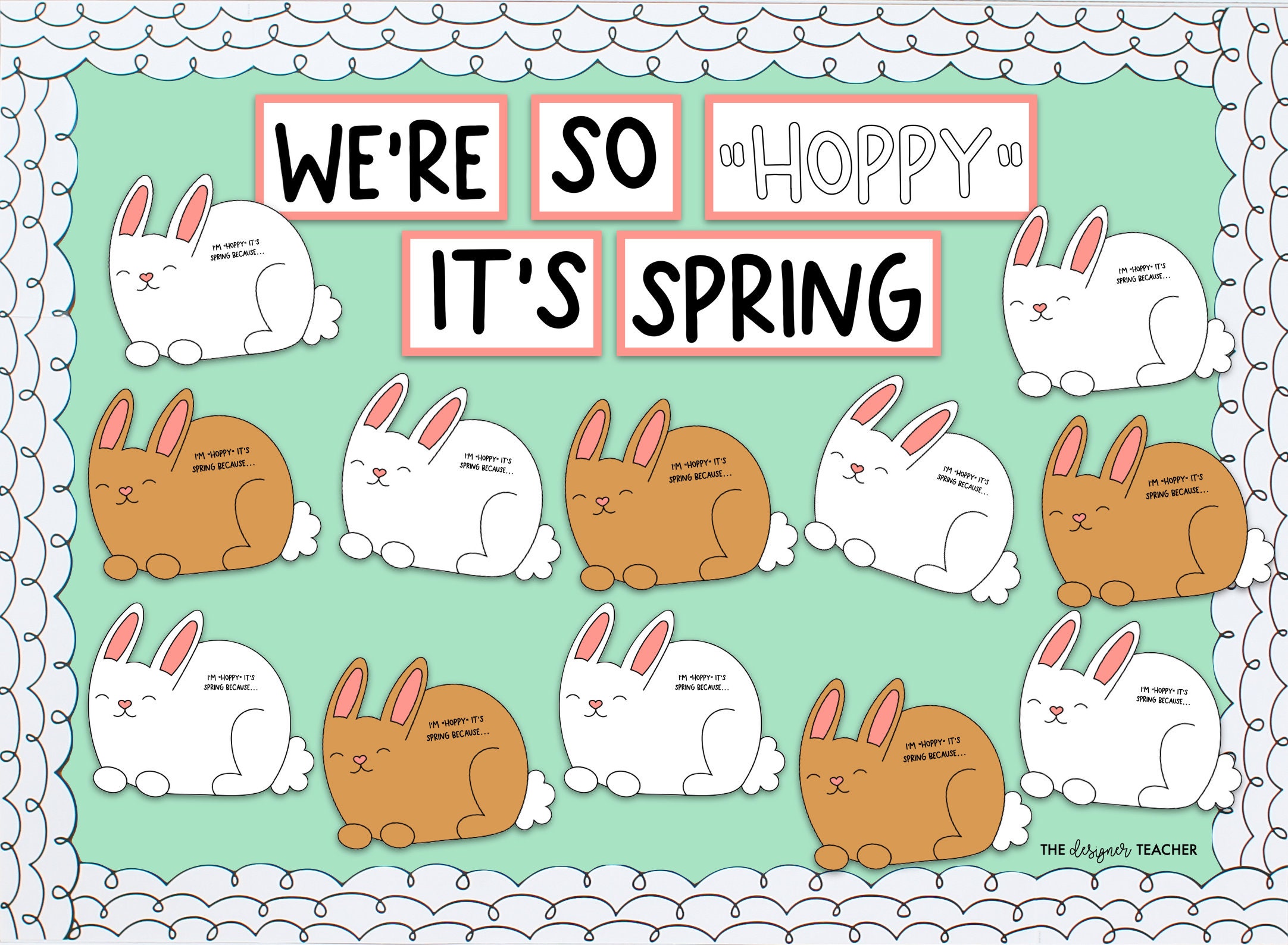 Spring Easter March April Bulletin Board: Hoppy Bunny Rabbit Craft ...
