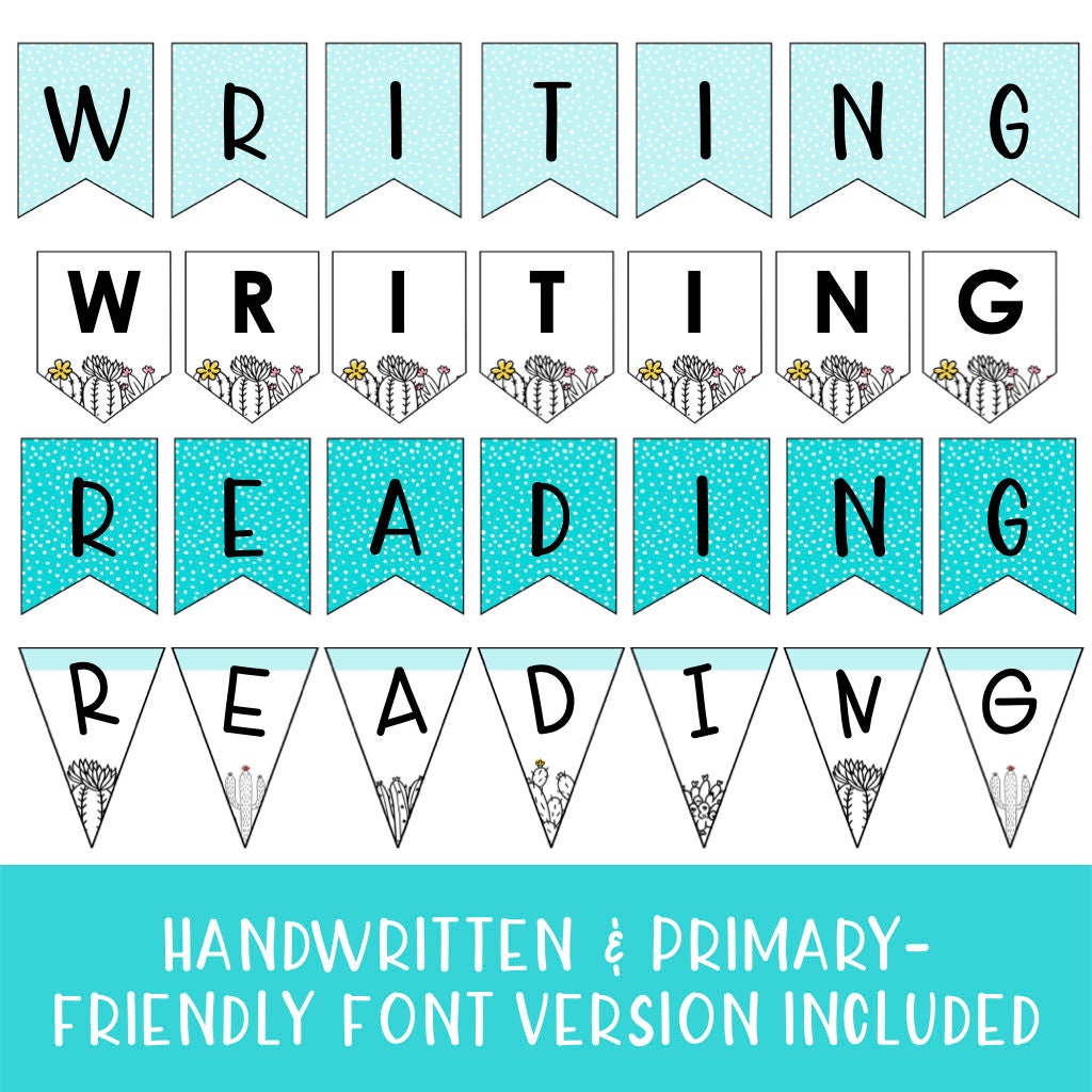 Editable Letter Banner Pennants With Bright Plant Cactus Theme ...