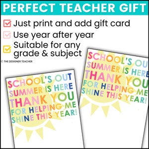 End of the Year Teacher Gift Card Holder • School Teacher Thank You ...