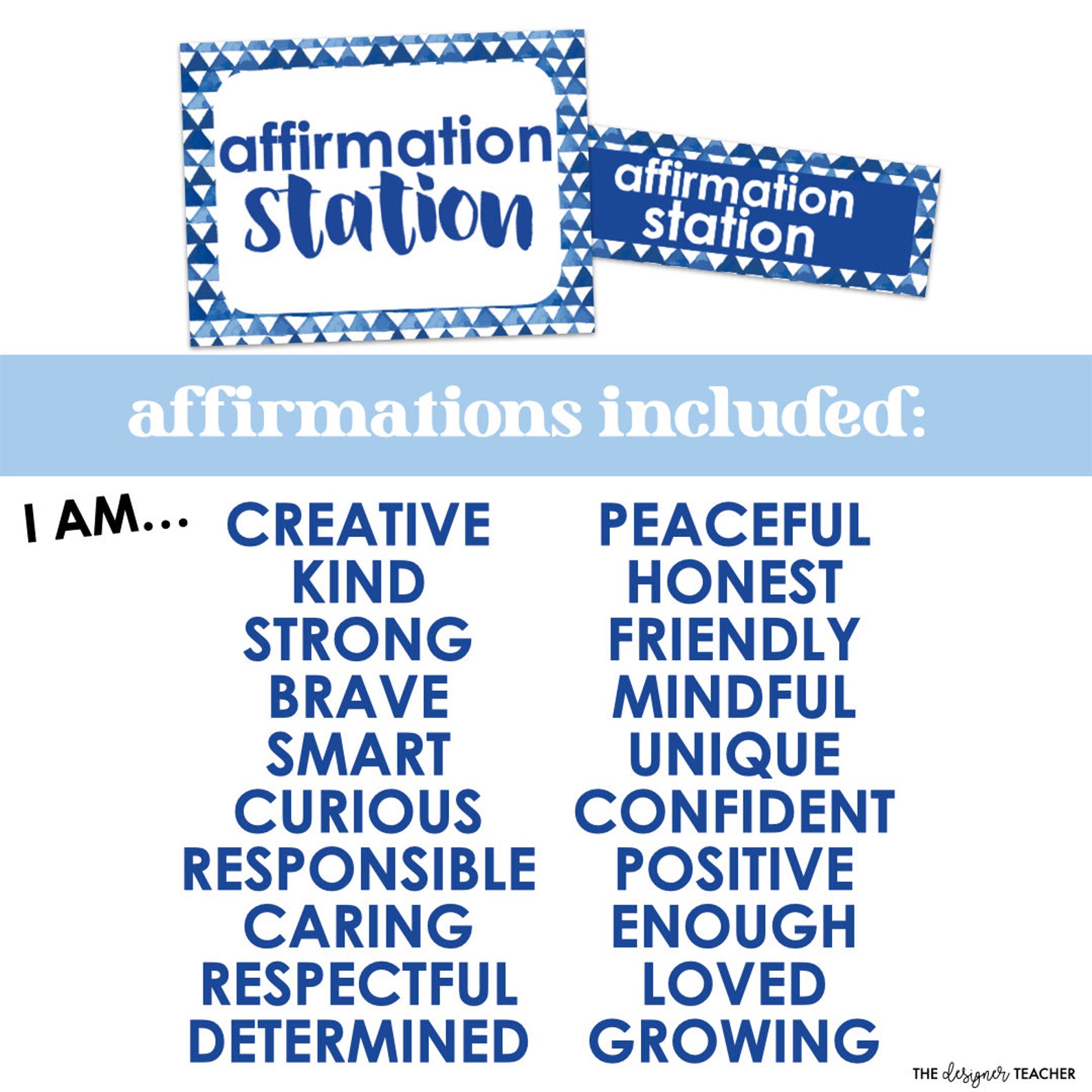 Blue Watercolor Affirmation Station Mirror Display Calming Classroom ...