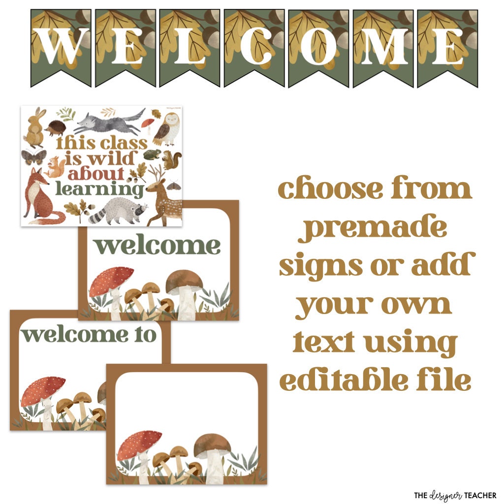 Woodland Theme Welcome Back to School Classroom Door Decor & Forest ...