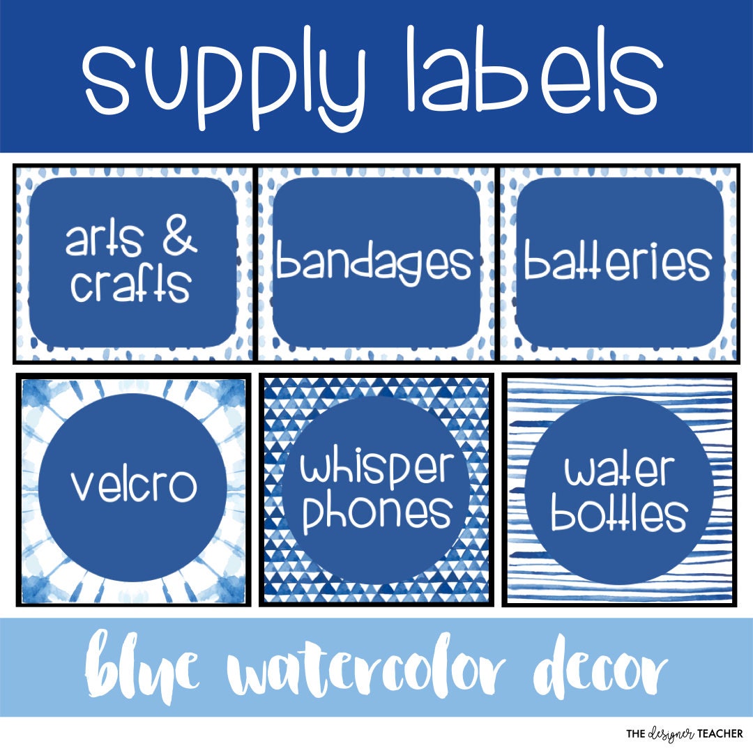 Editable Supply Labels for Target Pocket Labels Blue Watercolor Theme ...