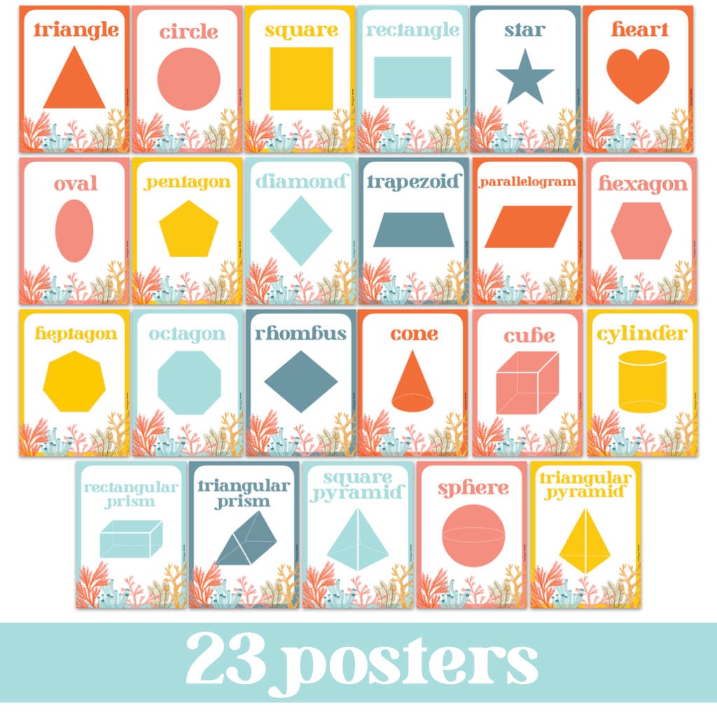 Ocean Theme Under the Sea 2D and 3D Shapes Posters Classroom Decor - Etsy