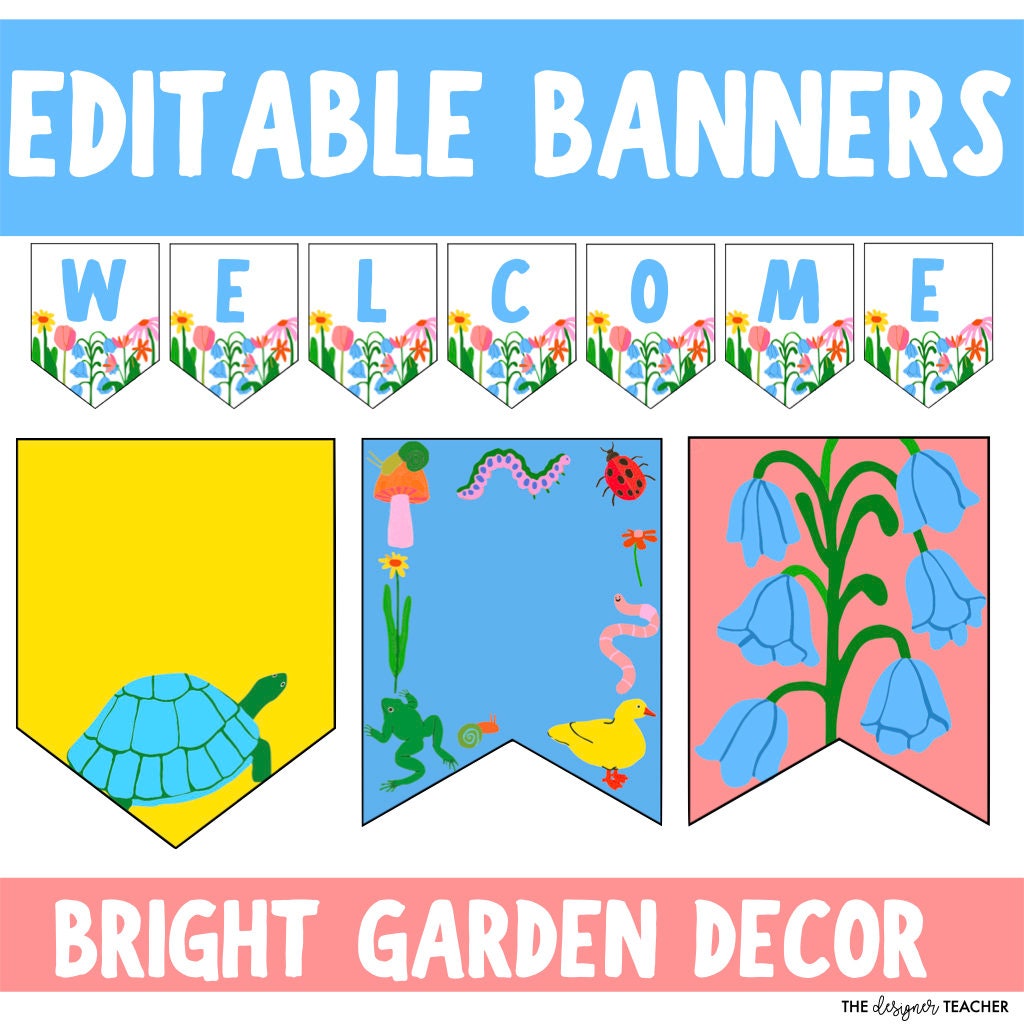 Editable Floral Letter Banner Pennants Printable Bright Garden Theme ...