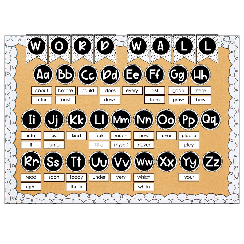 Editable Word Wall Display With Black & White Speckled Boho Dalmatian ...
