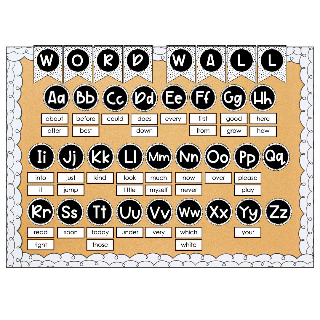 Editable Word Wall Display With Black & White Speckled Boho Dalmatian ...