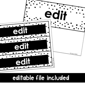Editable Schedule Cards With Black & White Speckled Boho Dalmatian Dots ...