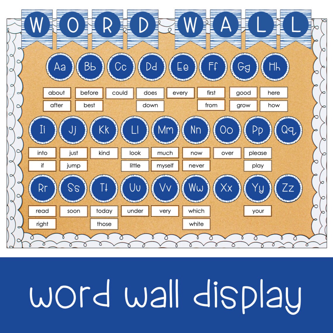 Editable Word Wall Display With Blue Watercolor Theme | Classroom ...