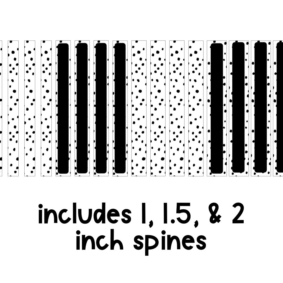 Editable Binder Covers & Spines With Black and White Speckled Boho ...