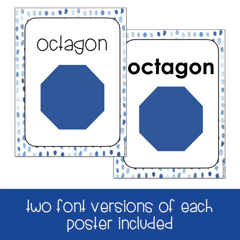 Blue Watercolor Theme 2D and 3D Shapes Posters - Etsy