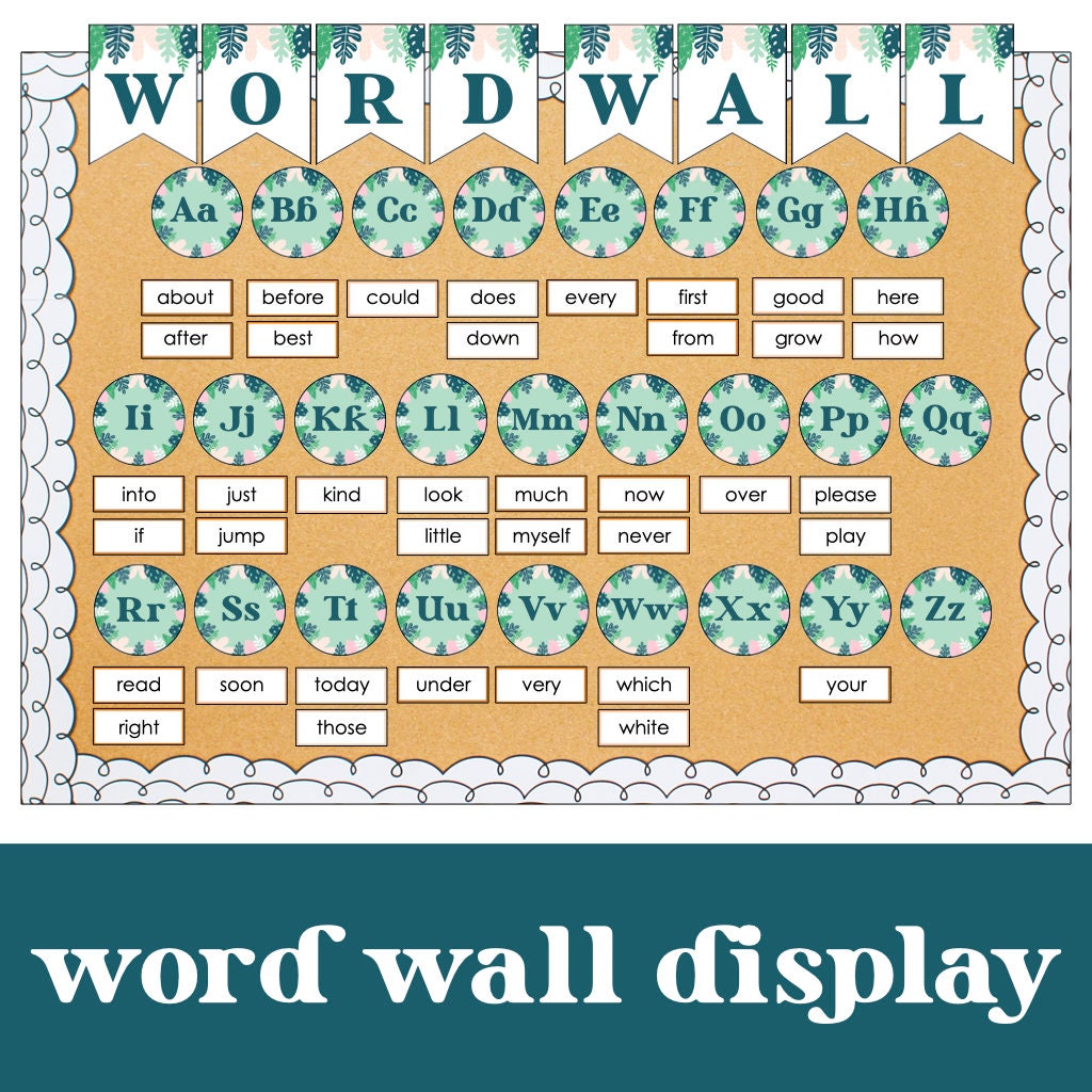 Editable Word Wall Display With Modern Tropical Jungle Theme ...