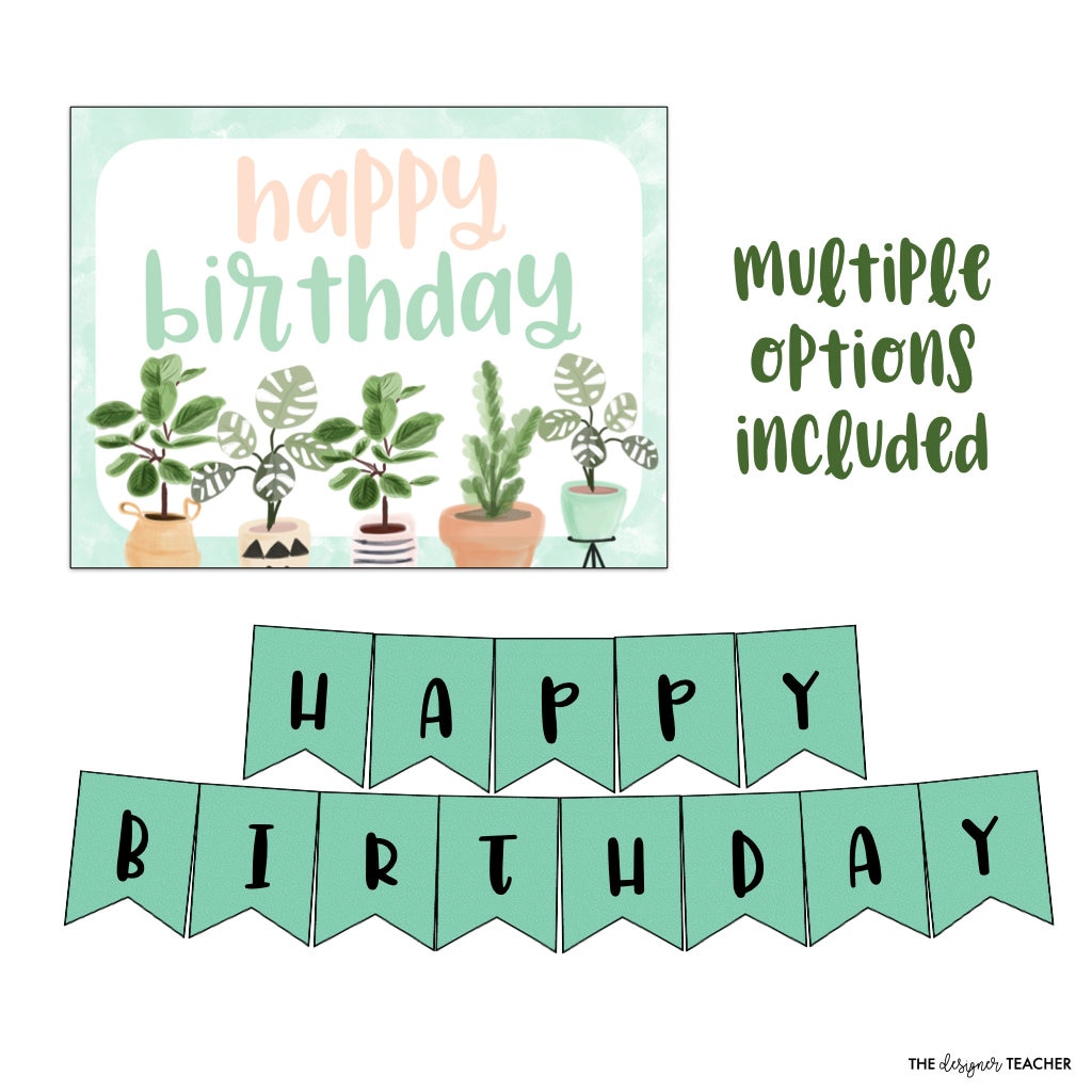 Plant Theme Editable Classroom Birthday Bulletin Board Display - Etsy