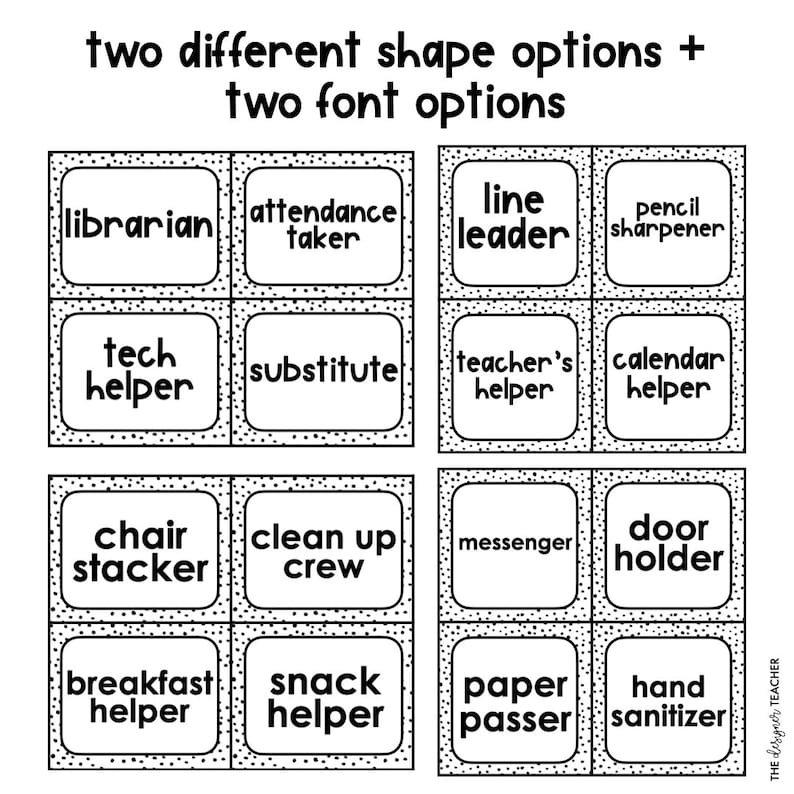 Editable Classroom Student Jobs Display Chart Bulletin Board With Black ...