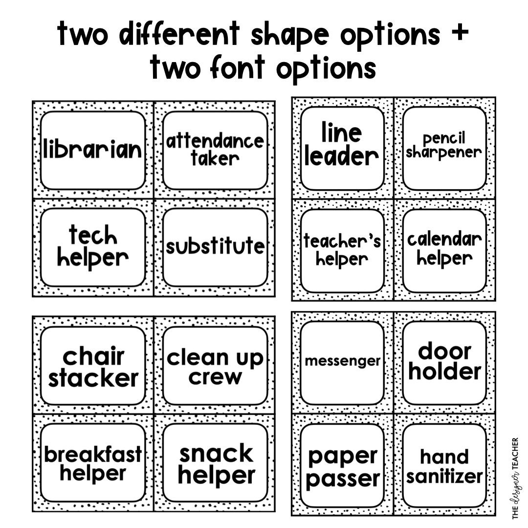 Editable Classroom Student Jobs Display Chart Bulletin Board With Black ...