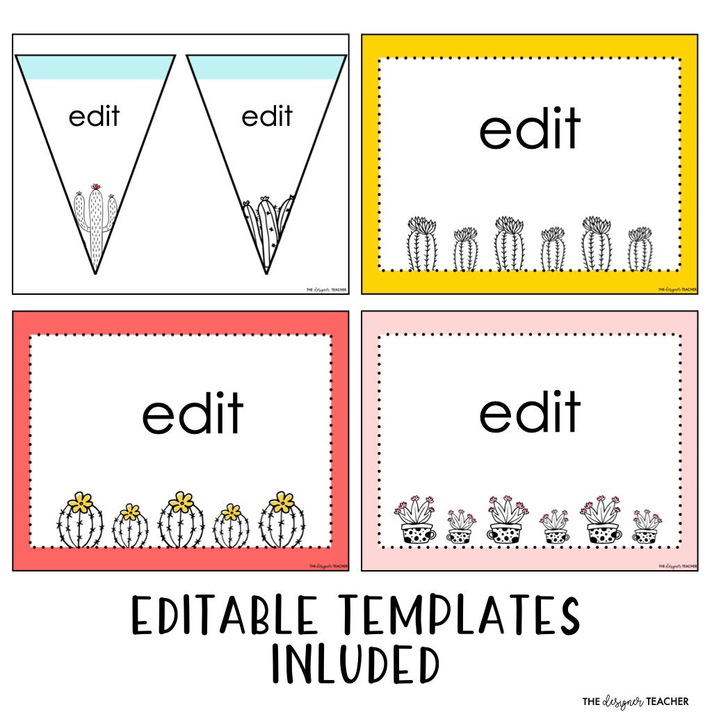 Editable Birthday Display With Cactus Theme - Etsy