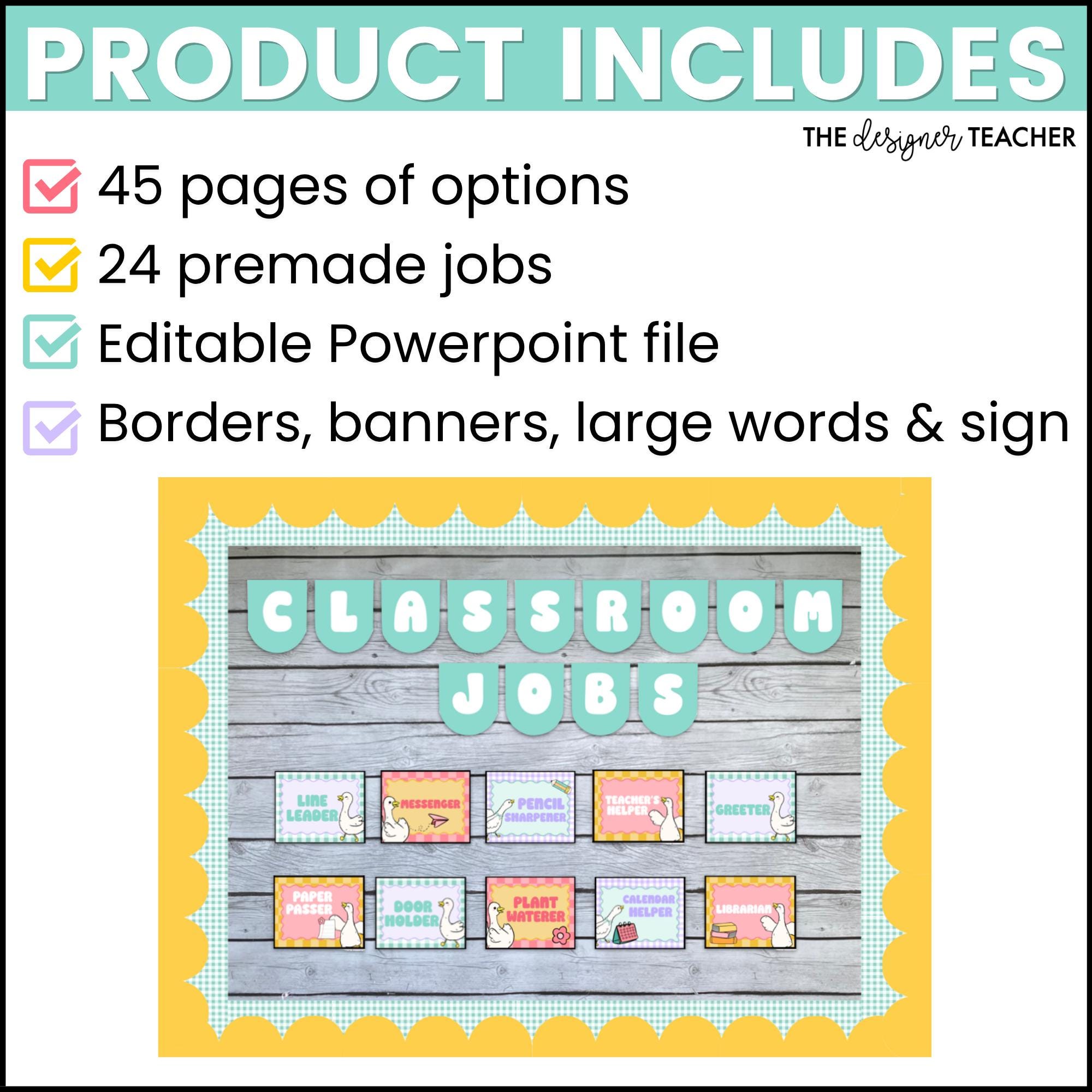 Editable Classroom Student Jobs Chart and Bulletin Board Display ...