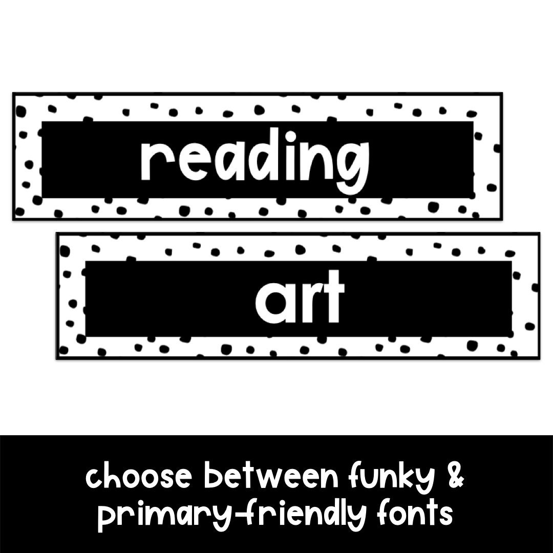 Editable Schedule Cards With Black & White Speckled Boho Dalmatian Dots ...