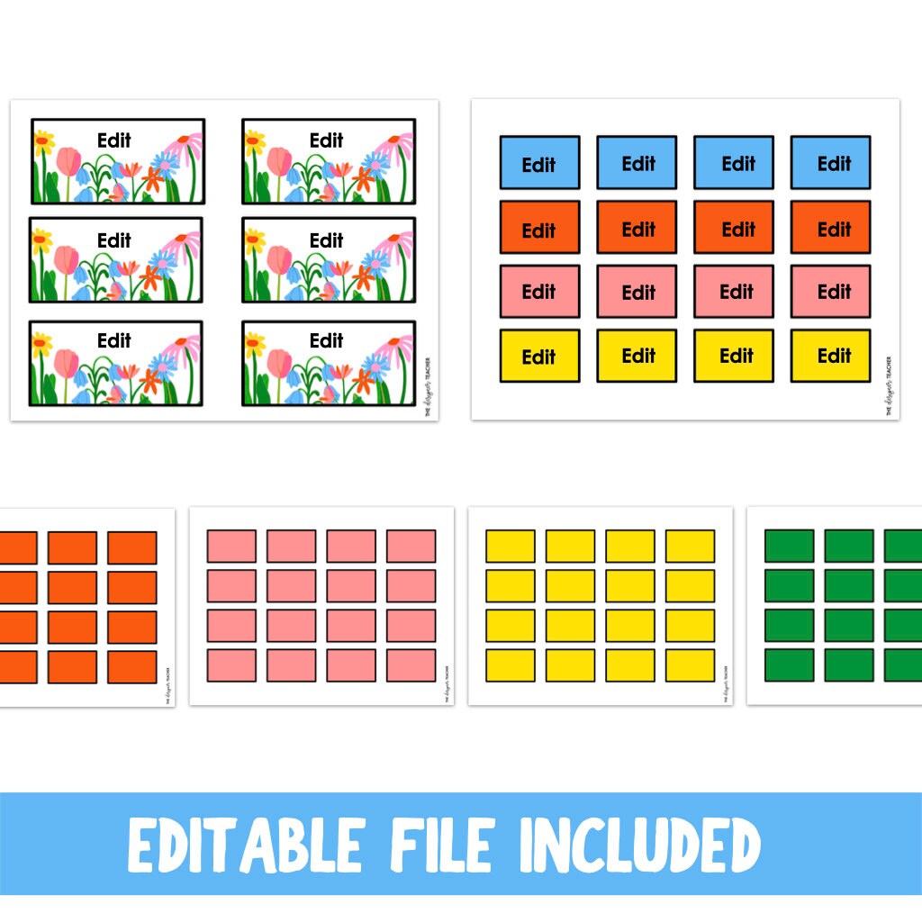 Editable Teacher Toolbox Labels With Bright Garden Theme | Colorful ...