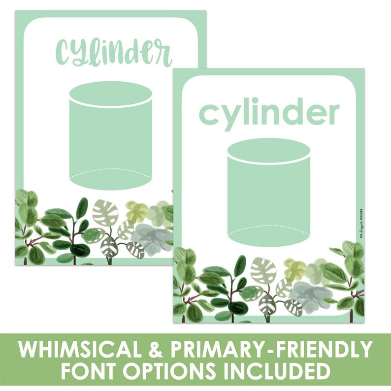 Plant Theme Classroom 2D and 2D Shape Posters Botanical Classroom Decor ...