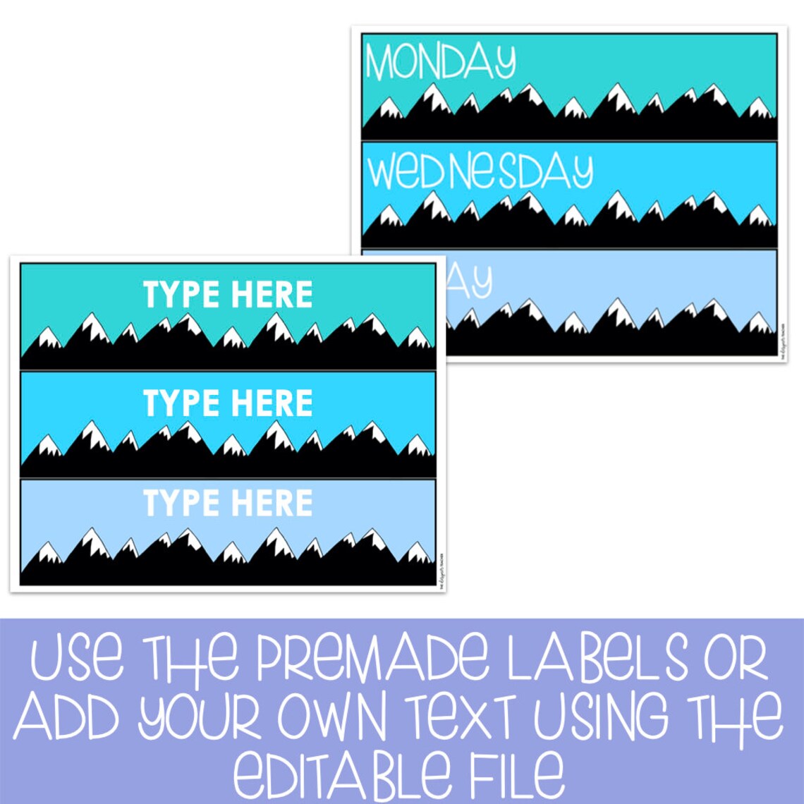 Editable Mountain Theme Rolling Cart Labels for 10 and 12 Drawer Carts ...