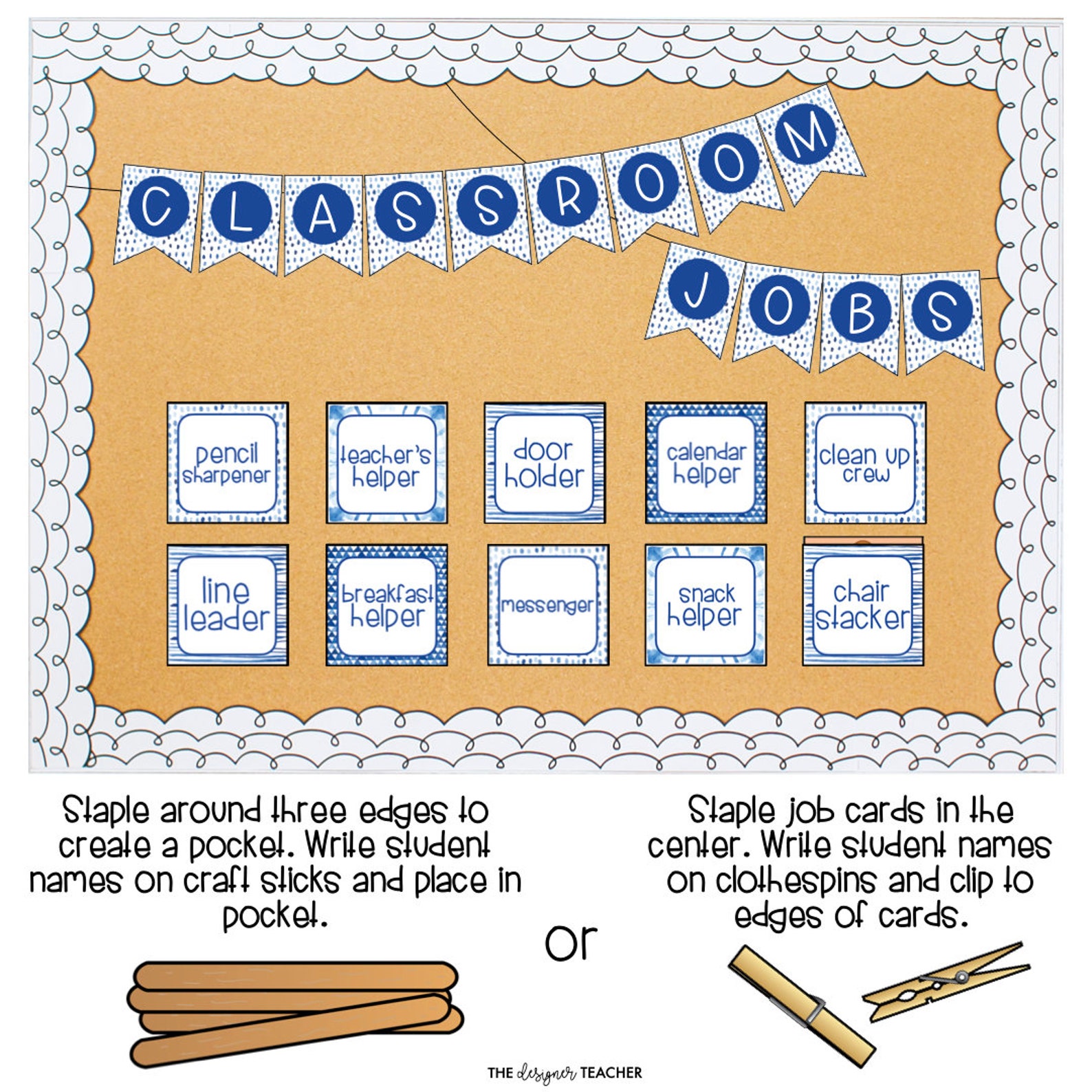 Editable Classroom Jobs Display With Blue Watercolor Theme - Etsy