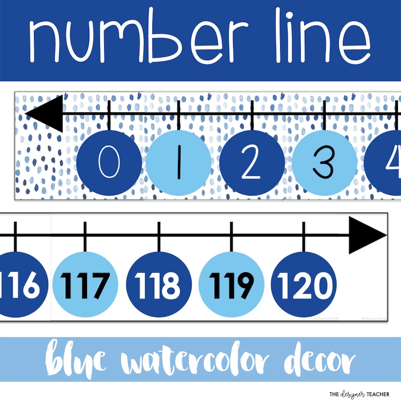 Watercolor Number Line - Etsy